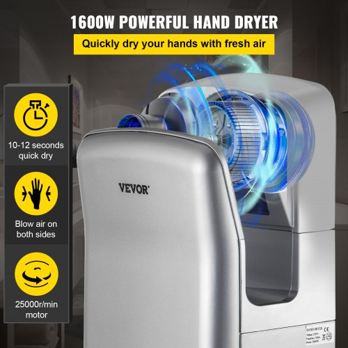 VEVOR Jet Hand Dryer, Premium Electric Commercial Blade Hand Dryer, ABS ...