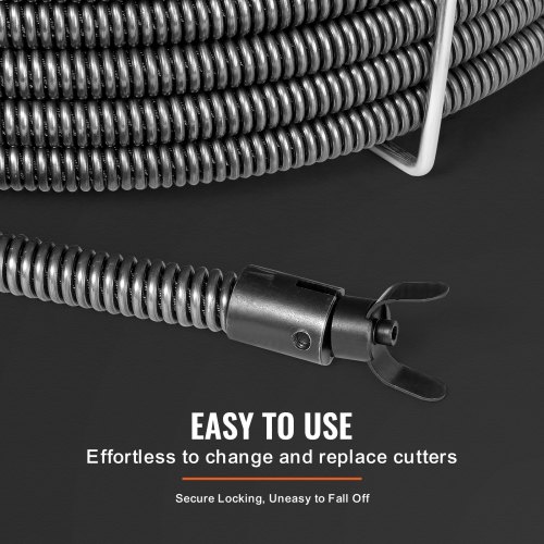 VEVOR Solid Core Drain Cleaning Cable 100FTx3/4In & 4 Cutter for 3.9"-7 ...