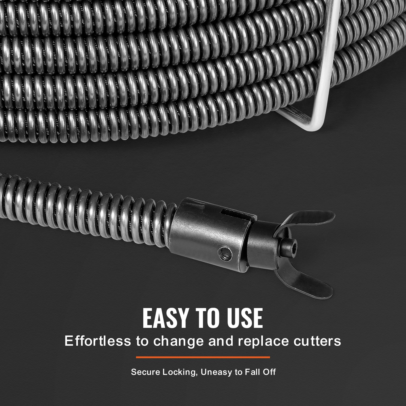 VEVOR Solid Core Drain Cleaning Cable 100FTx3/4In & 4 Cutter for 3.9"-7 ...