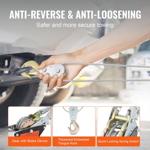 VEVOR Come Along Winch, 2 Ton (4,409 lbs) Pulling Capacity, 12 ft Steel ...