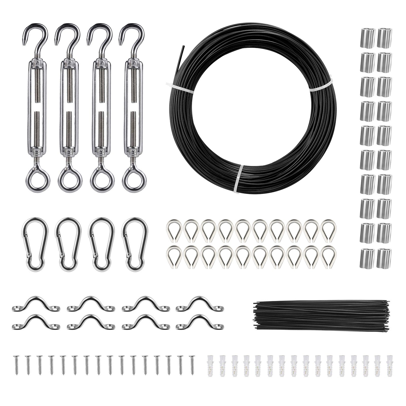 VEVOR Vinyl Coated Wire Rope Kit, 3/32 Cable Through 1/16 Diameter ...