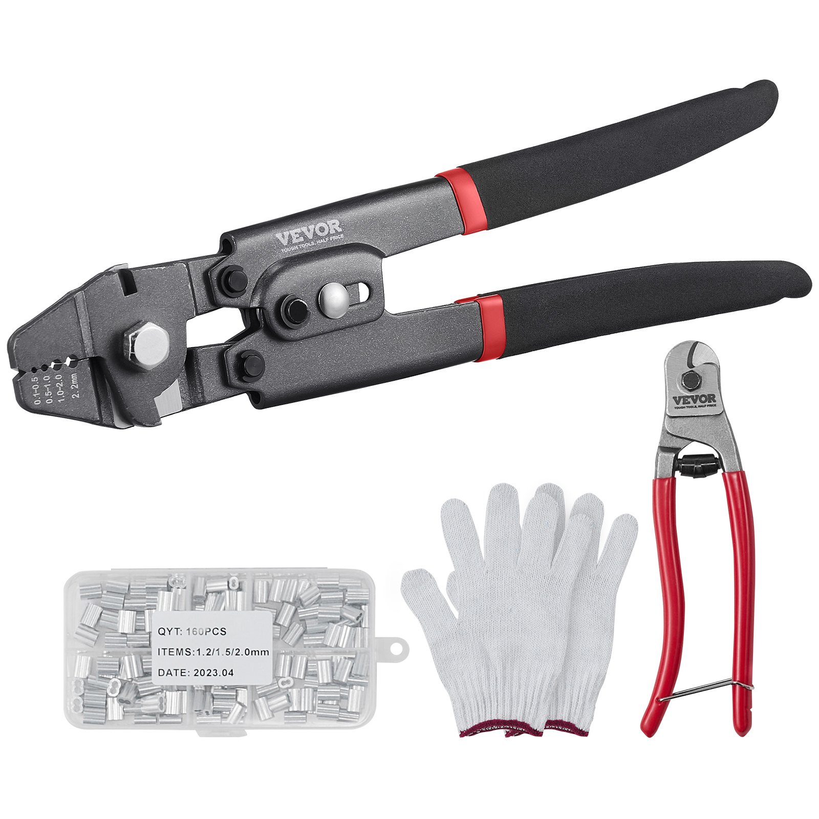 VEVOR Crimping Tool, 3/64" - 1/8" Steel Wire Rope Crimper, Crimp Pliers ...