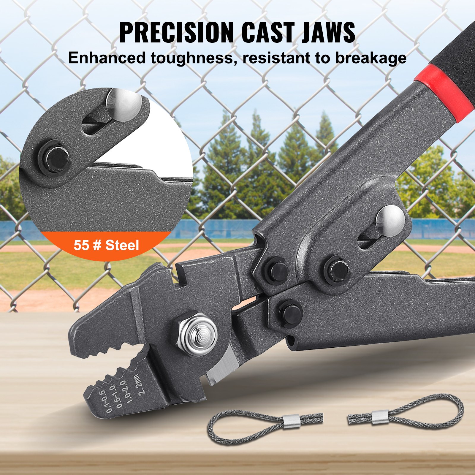 VEVOR Wire Rope Crimping Tool and Cutter Up To 2.2mm Wire Cable Crimps ...