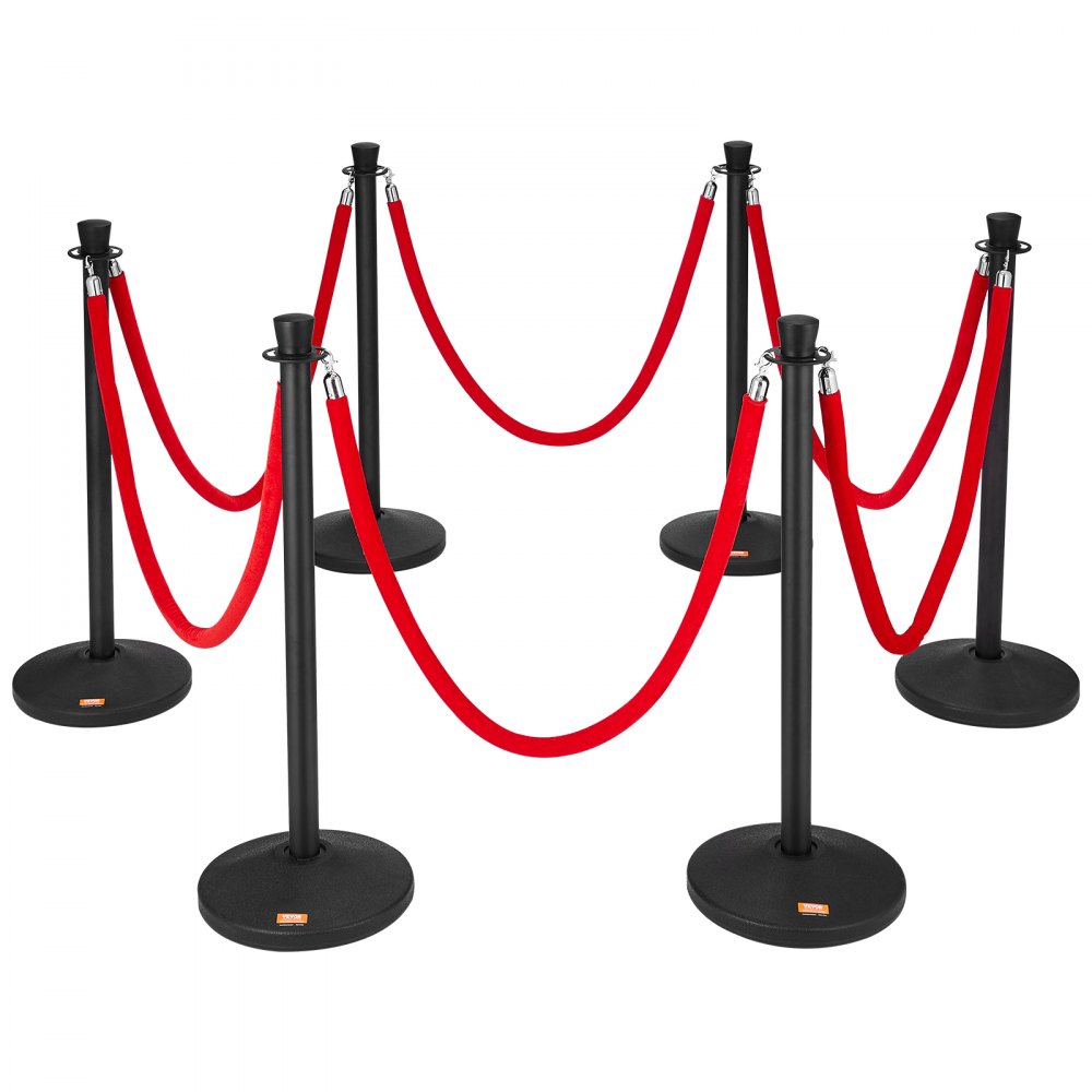 VEVOR Stanchion Posts with Velvet Ropes, 6-Pack Crowd Control Stanchion ...