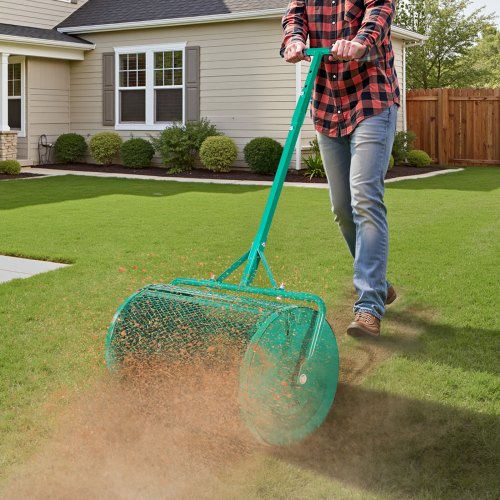 VEVOR Compost Spreader, 24 in Wide Peat Moss Spreader with Push/Tow ...