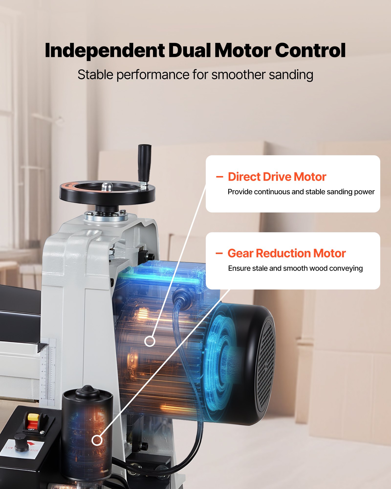VEVOR drum belt sander — Dual Motor and Precision Finish