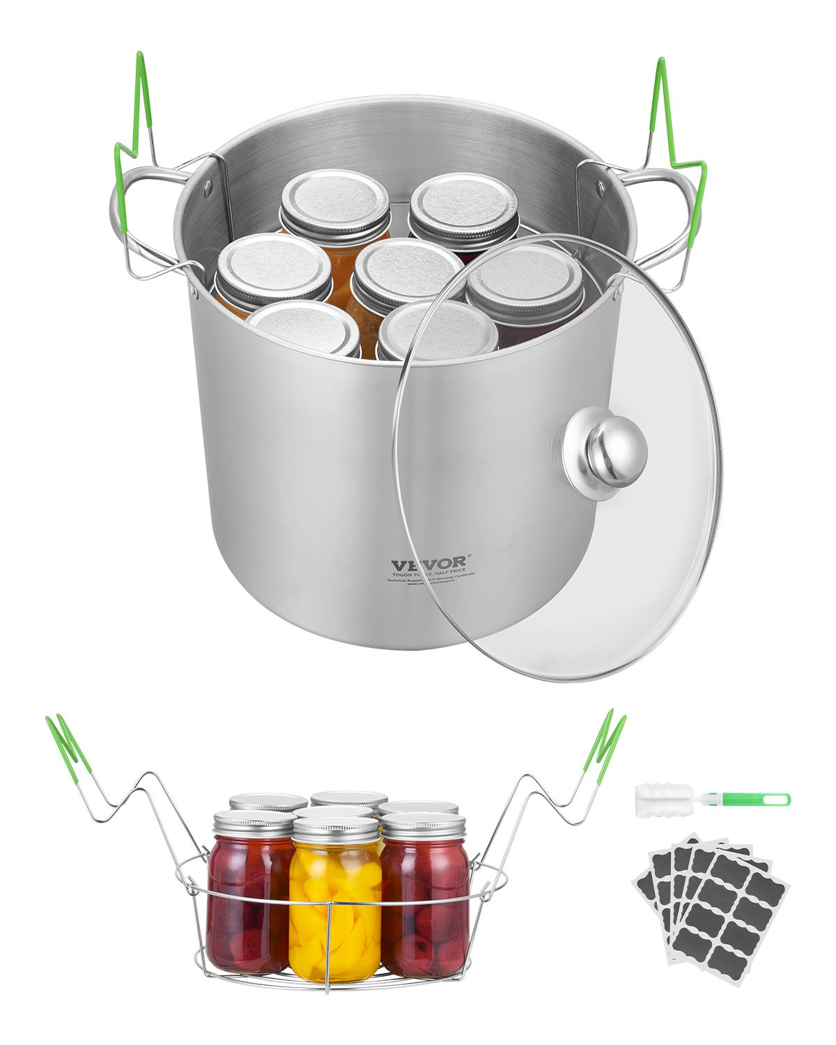 VEVOR Stainless Steel Canning Pot with Rack – 21 QT Capacity
