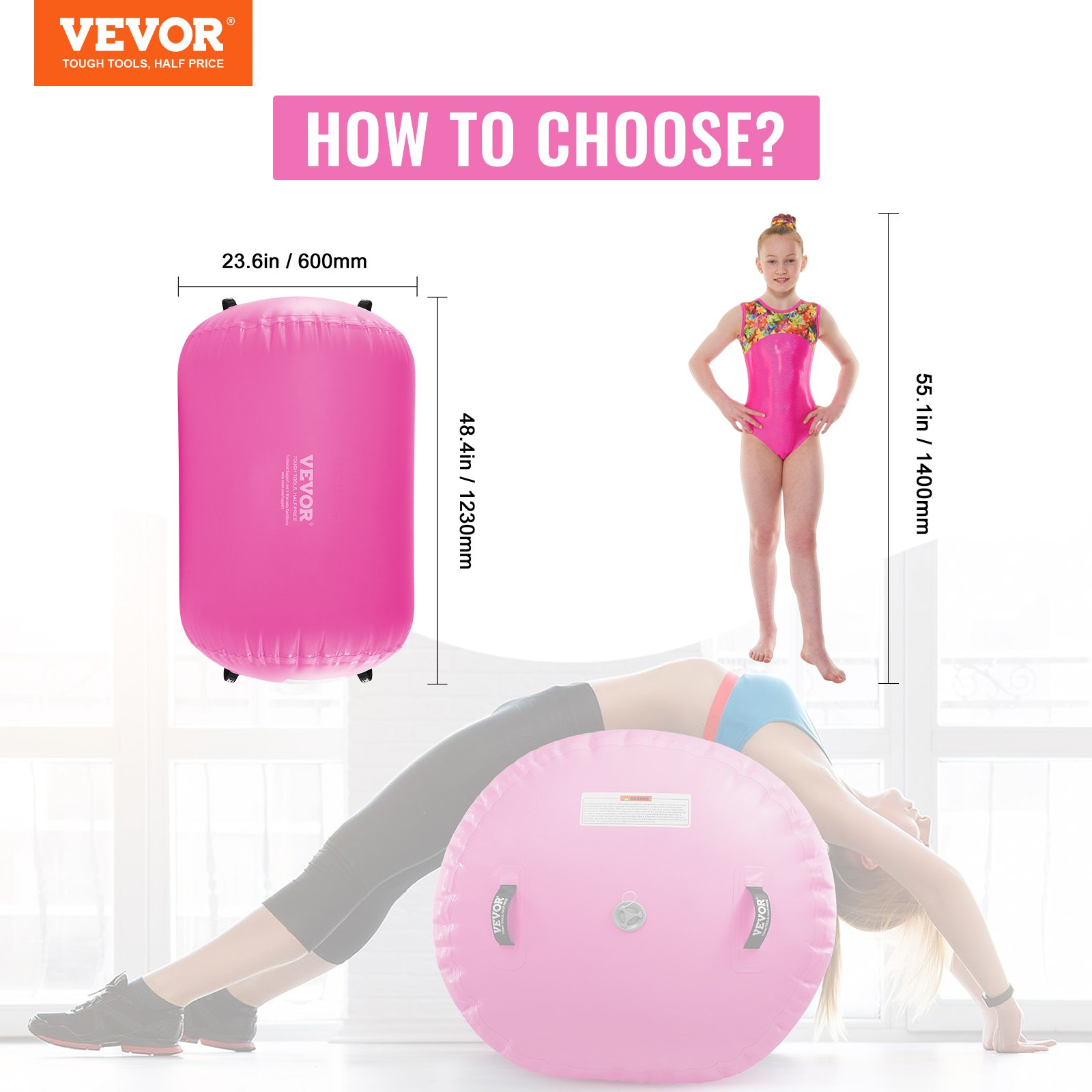 VEVOR Air Mat Tumble Track Air Spot, Round Inflatable Air Roller, Air ...
