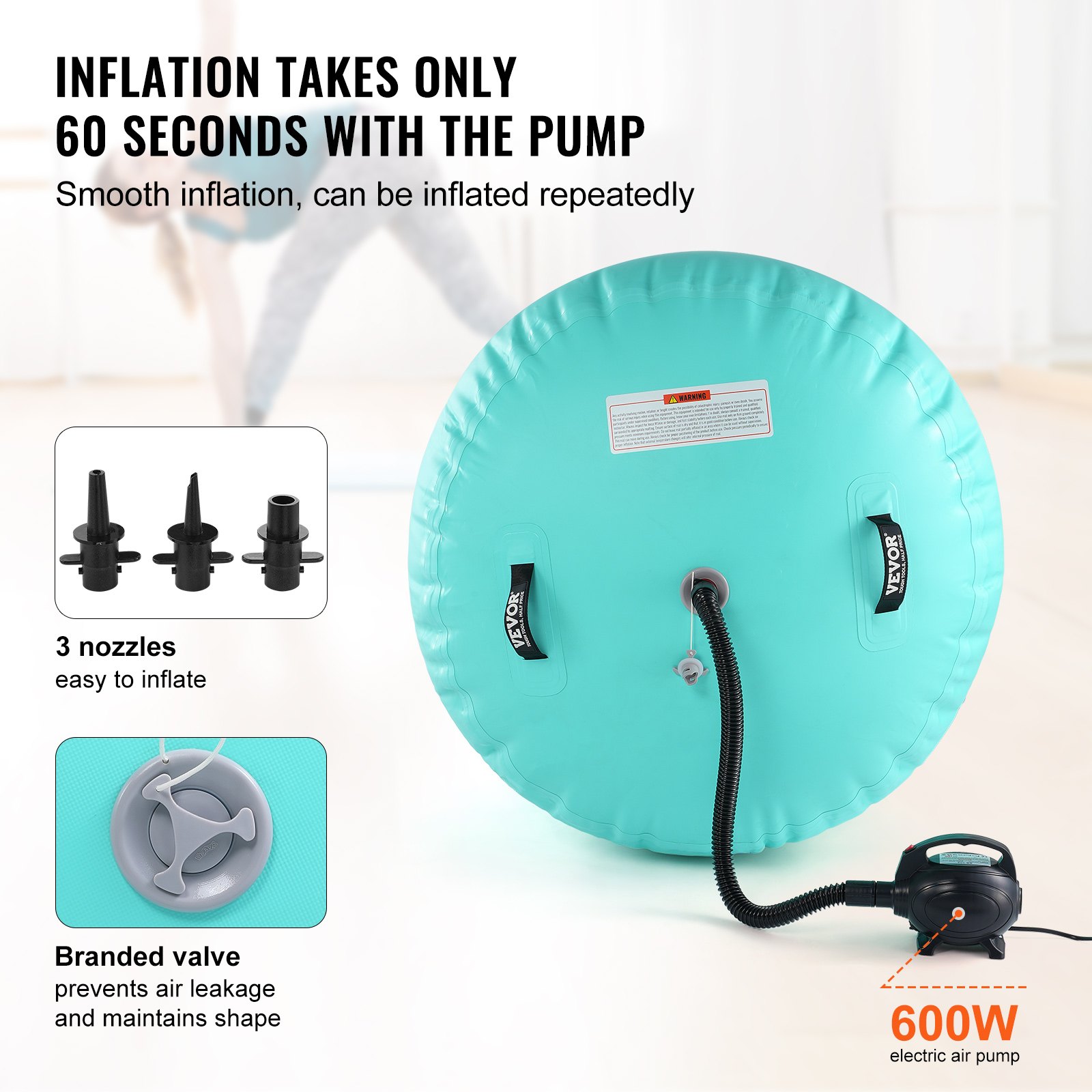 VEVOR Air Mat Tumble Track Air Spot, Round Inflatable Air Roller, Air ...
