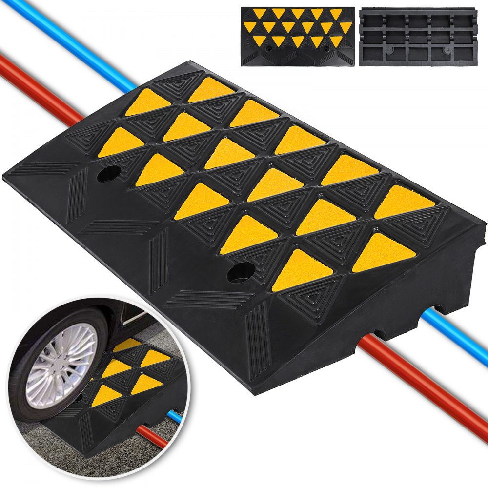 4" Height Heavy Duty Rubber Curb Ramp Load Capacity High Visibility ...