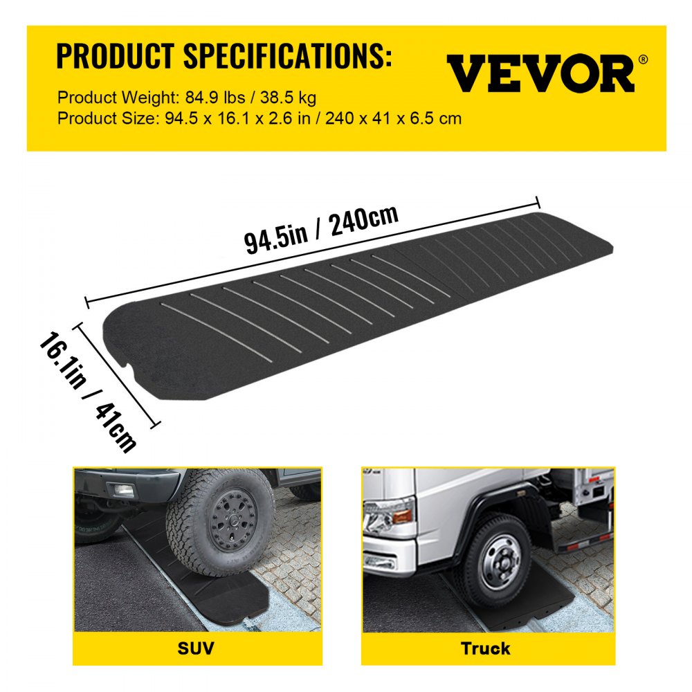 VEVOR Curb Ramp, 2 Pack Rubber Driveway Ramps, Heavy Duty 32000 lbs ...