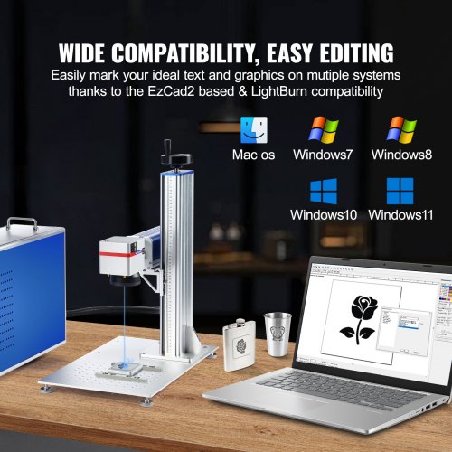 VEVOR Fiber Laser Marking Machine 30W LightBurn Compatible Fiber Laser ...