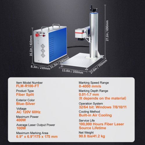 VEVOR Fiber Laser Marking Machine 100W Color Marking Engraver with ...