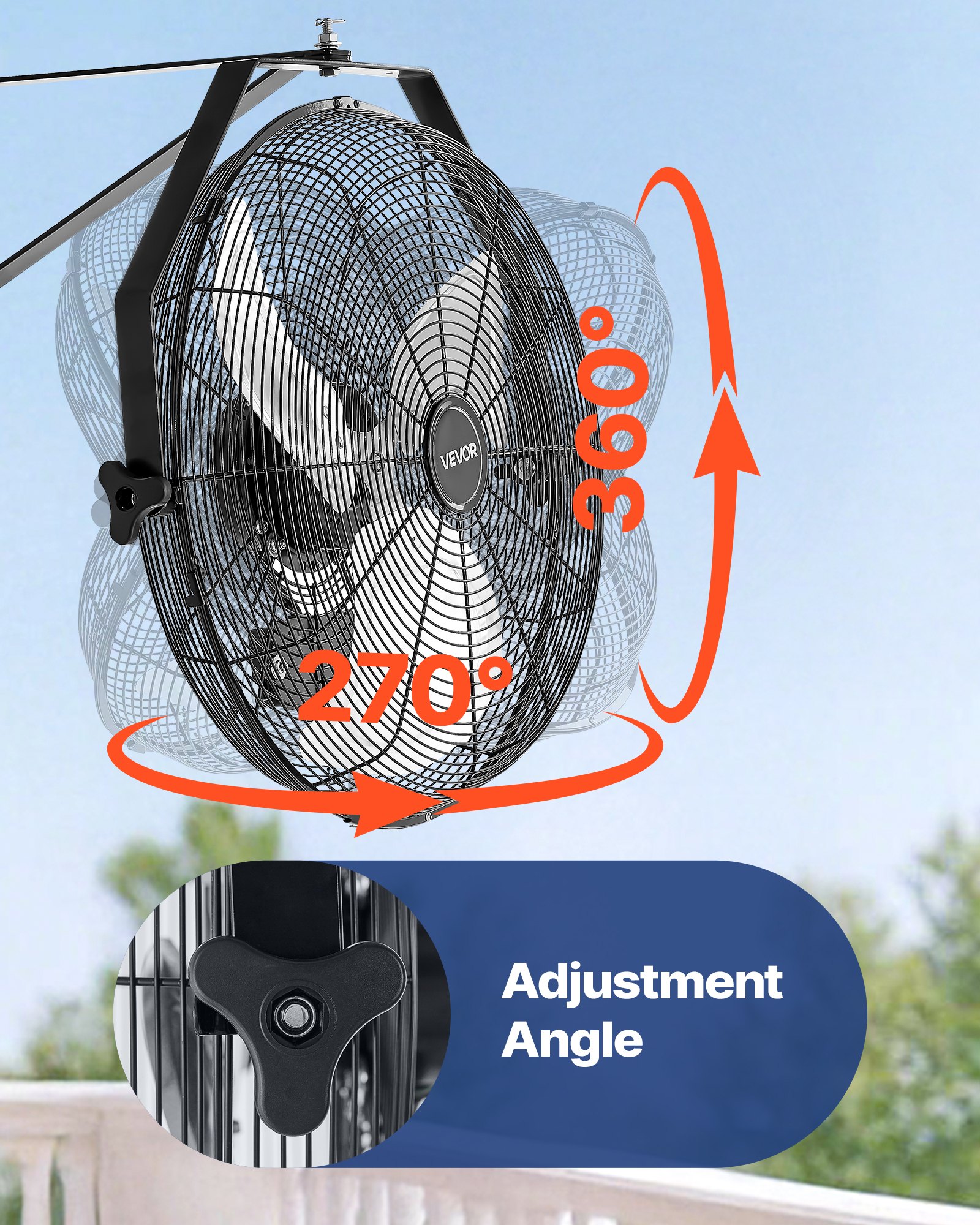 VEVOR 18 Inch Industrial Wall Mount Fan, High Velocity 4000 CFM Indoor ...