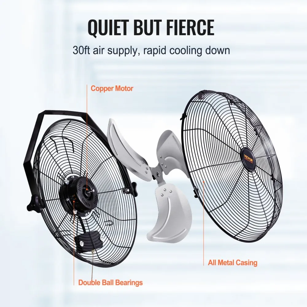 VEVOR Wall Mount Fan, 2 PCS 18 inch Waterproof, 3-speed High Velocity ...