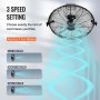 VEVOR Wall Mount Fan, 2 PCS 18 inch Waterproof, 3-speed High Velocity ...
