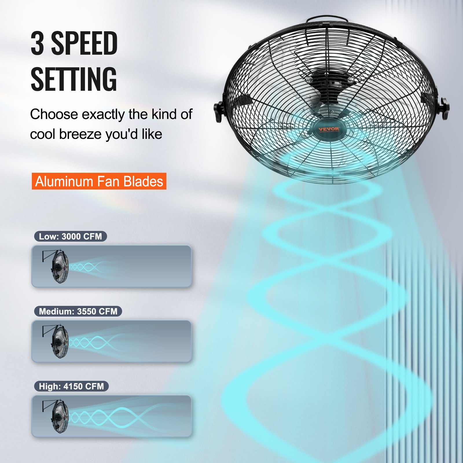 VEVOR Wall Mount Fan, 2 PCS 18 inch Manual 360-Degree Tilt Adjustment ...