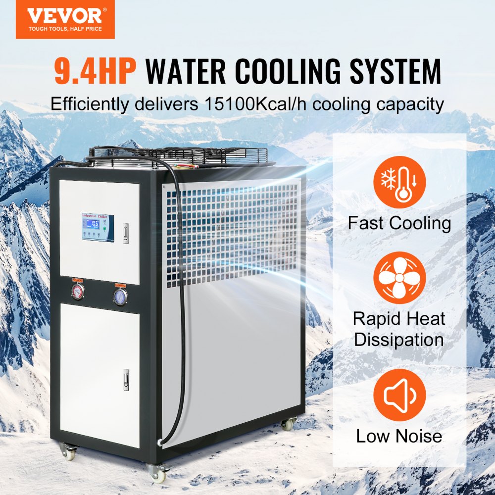 VEVOR Industrial Water Chiller, 9.4HP 16 Gal Air-Cooled Industrial ...