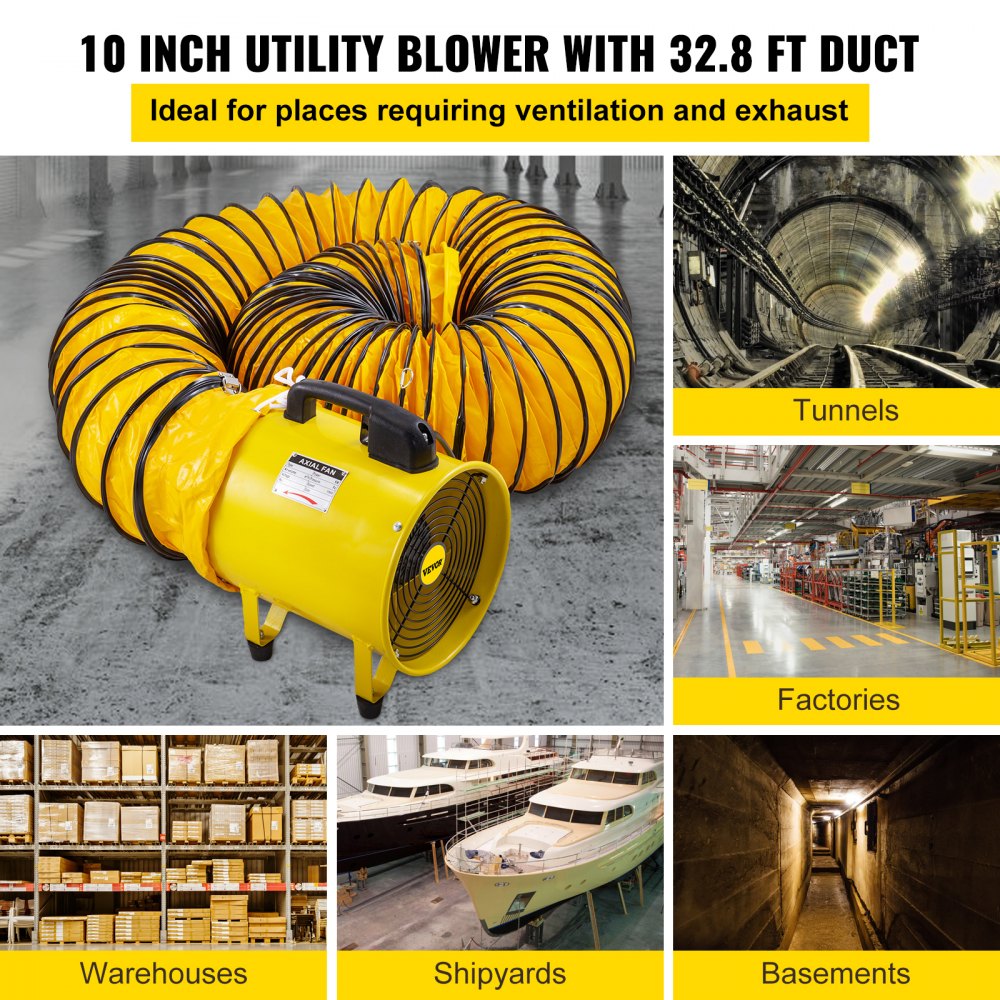 VEVOR Utility Blower Fan, 10 Inches 320W 1030&1518 CFM High Velocity ...
