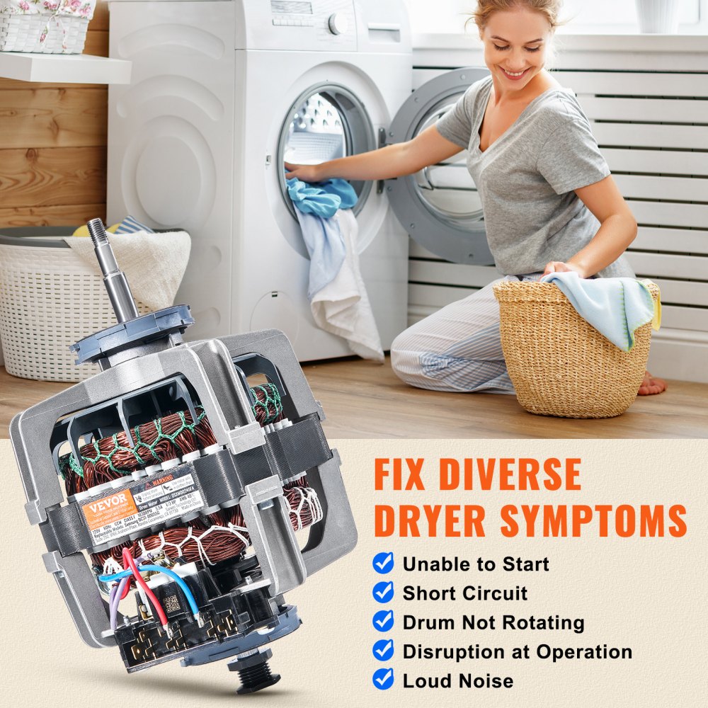VEVOR DC31-00055G Dryer Drive Motor, 1/3HP, 1630RPM, Compatible with ...