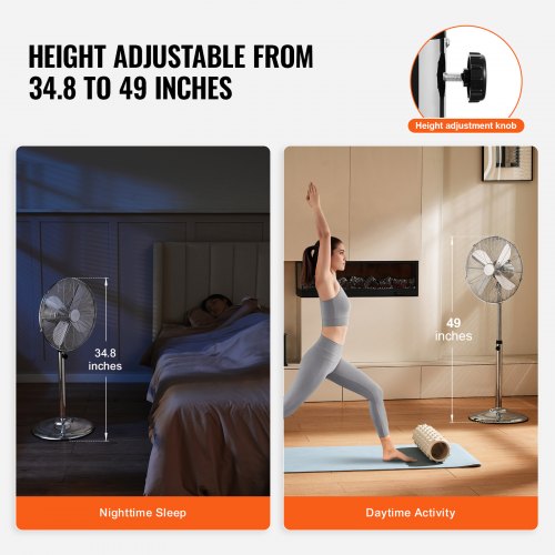16" Industrial Pedestal Fan 3-Speed Oscillating Fan Height Adjustable ...