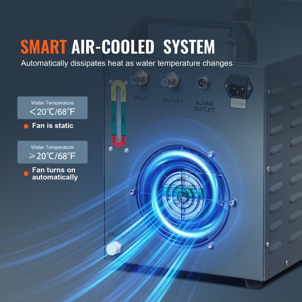 VEVOR Industrial Water Chiller, CW-3000, 80W Air-Cooled Industrial Water Cooler Cooling System ...