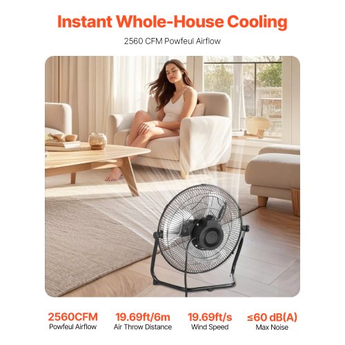 14 Inch Floor Fan 3 Speeds 360° Adjustable Tilt High-Velocity ...
