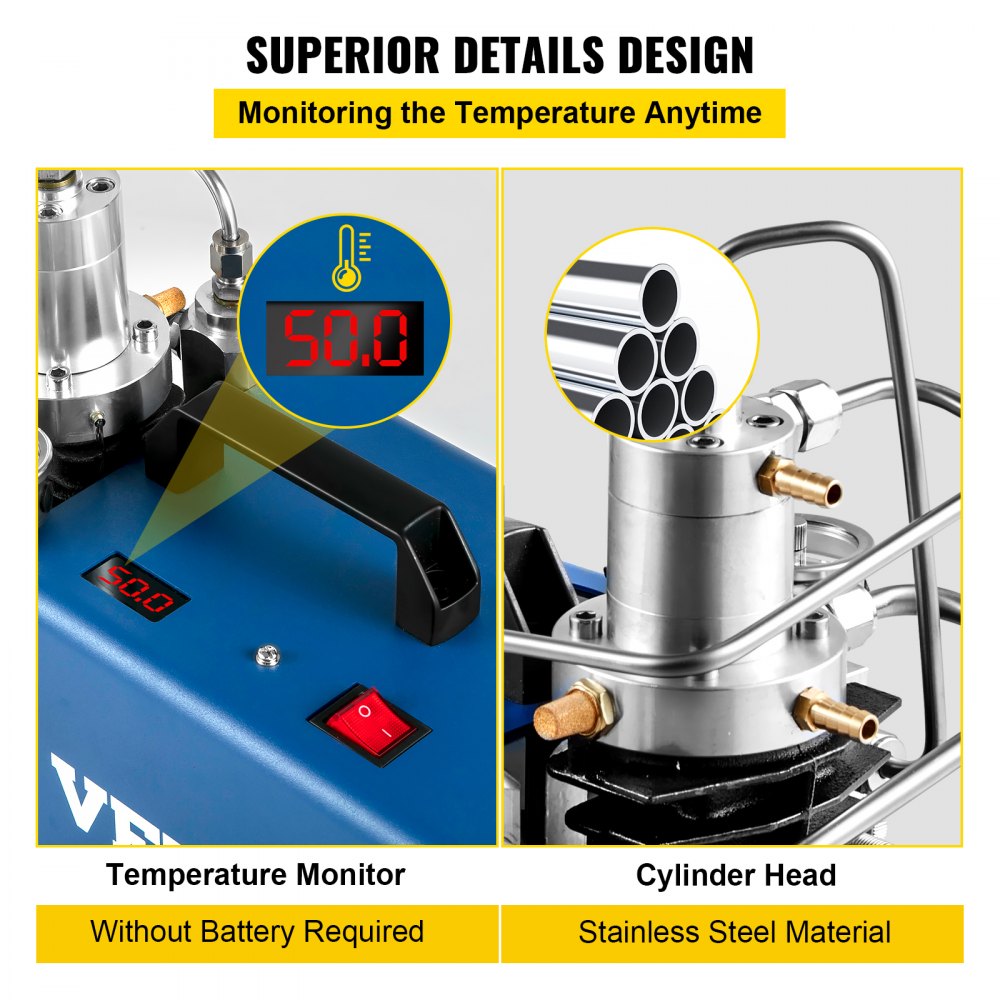 VEVOR High Pressure Compressor, 4500PSI/30MPA/300BAR High Pressure Air ...