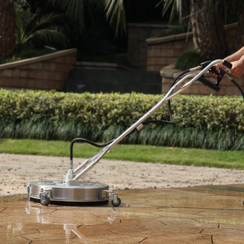 VEVOR 20 Pressure Washer Surface Cleaner w Handles Wheels Stainless Steel Concrete Cleaner 4500 Max PSI 3 8 Connector 1 4 Adapter Power Washer Floor Attachment For Floor Driveway Patio VEVOR US