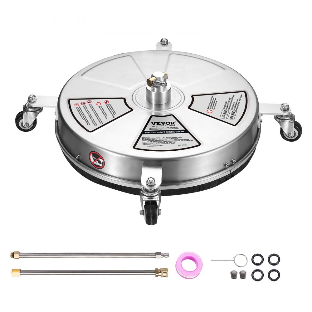 VEVOR 18" Pressure Washer Surface Cleaner w/ Wheels, Stainless Steel ...