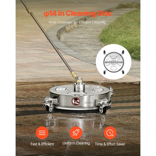 14" Pressure Washer Surface Cleaner 4 Wheels 4000 Max PSI 2 Extended ...