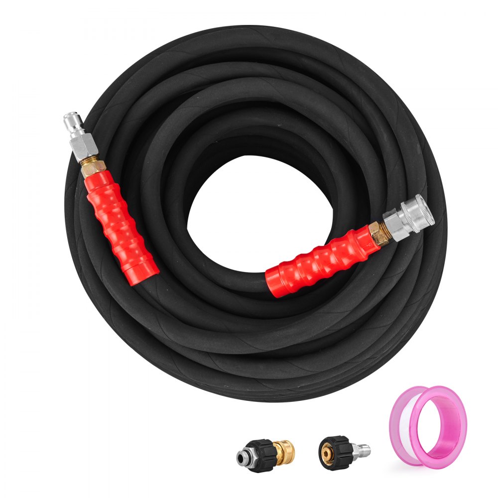 VEVOR 100FT 4800 PSI High Pressure Power Washer Hose 3/8" Quick ...