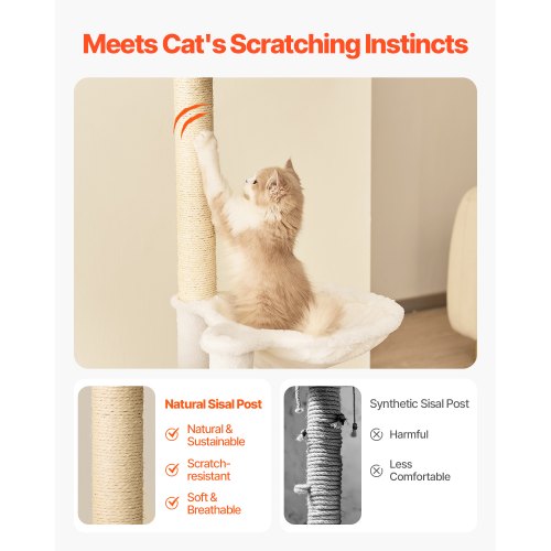 Large Cat Tree 68.9" Tall Cat Tower Multi-level Cat Condo Indoor Play House | VEVOR US