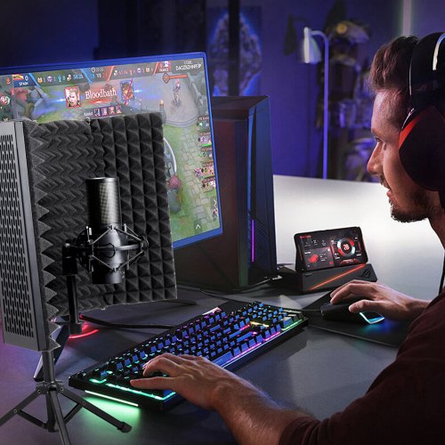 VEVOR Microphone Isolation Shield, 5-Panel, Studio Recording Mic Sound ...