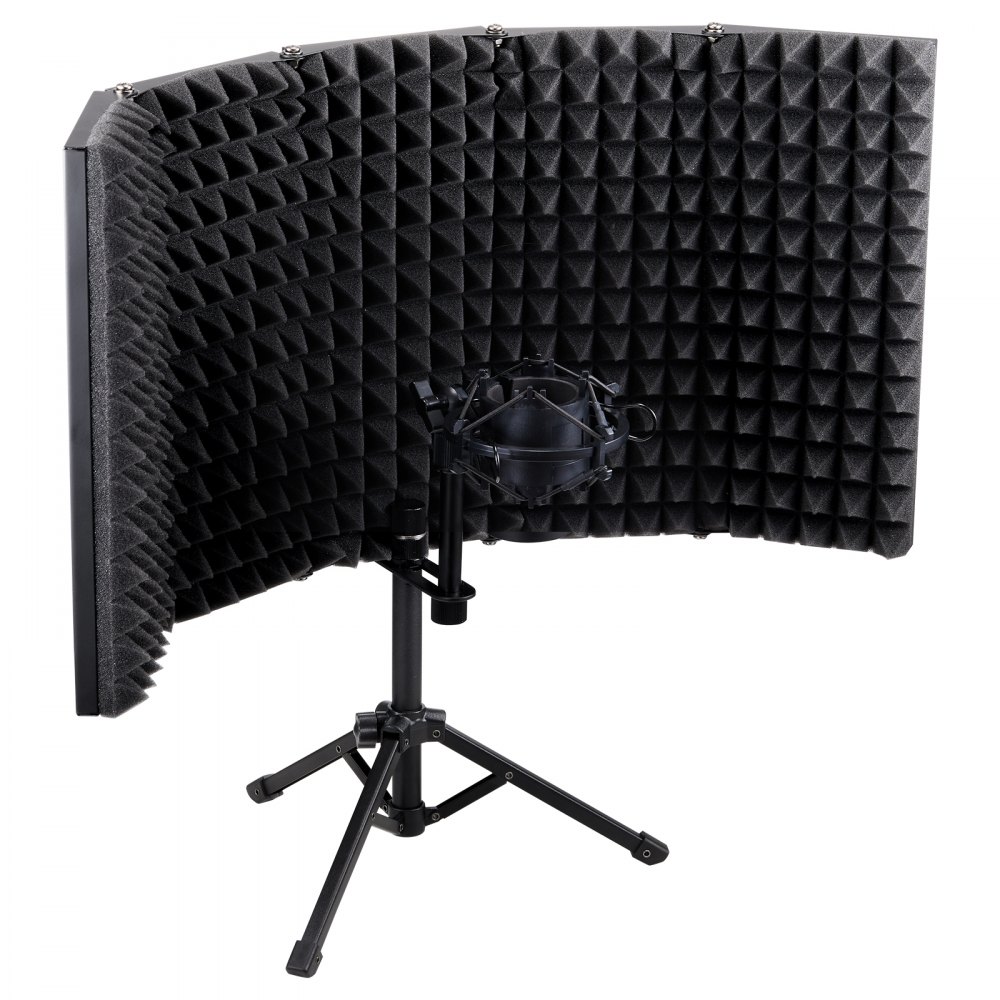 VEVOR Microphone Isolation Shield, 5-Panel, Studio Recording Mic Sound ...