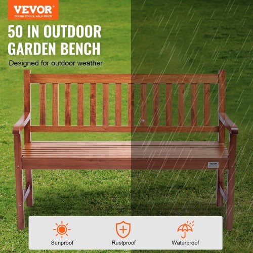 VEVOR Outdoor Bench, 50 inches Wood Garden Bench for Outdoors, Outdoor ...