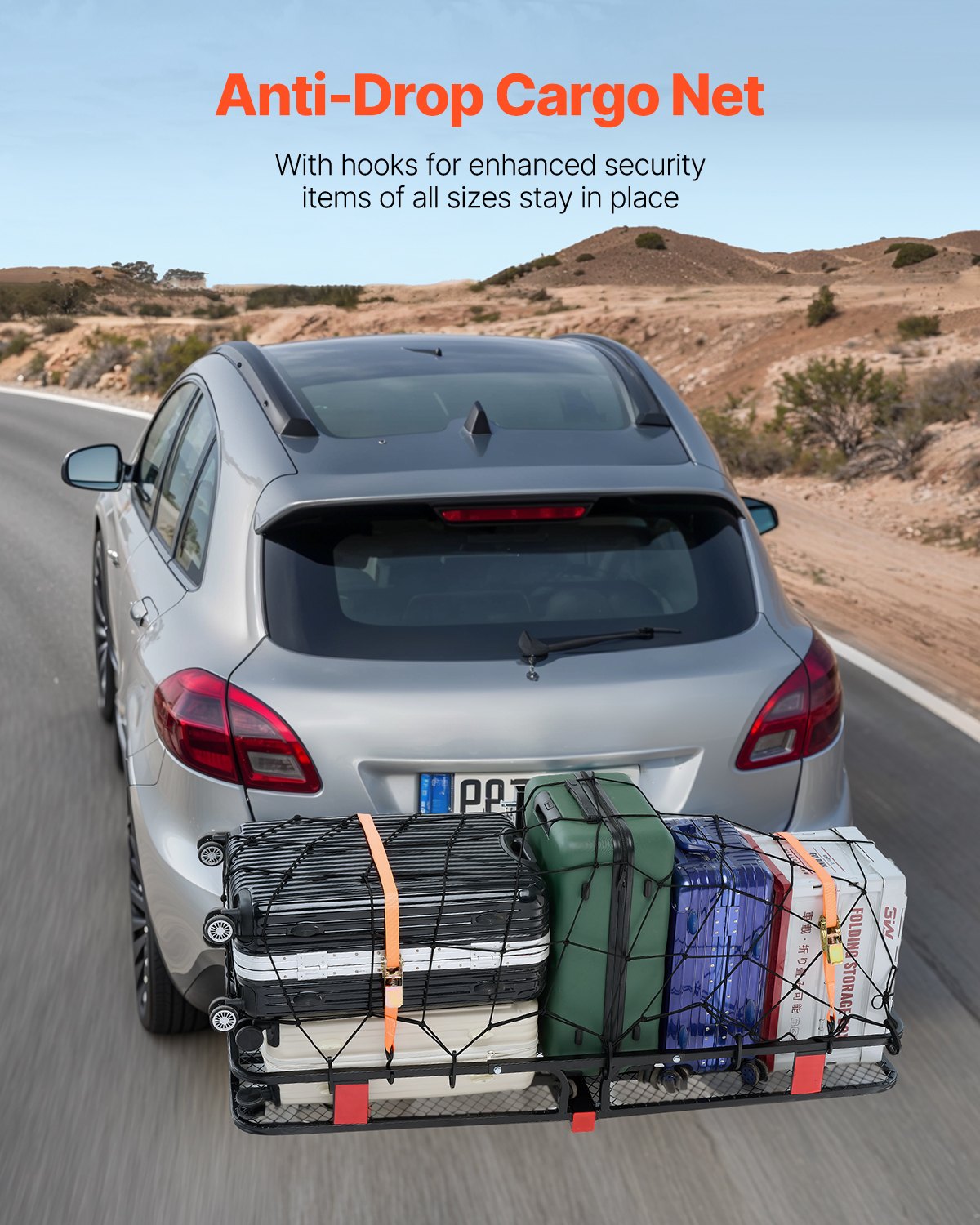 500 lbs Hitch Cargo Carrier Folding Hitch Cargo Carrier with Cargo Net ...