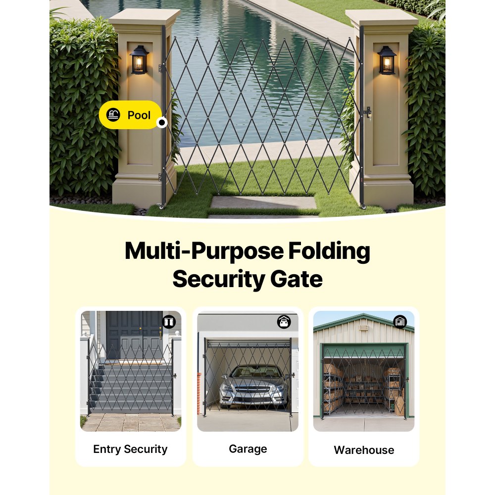 VEVOR Single Folding Security Gate, Lockable Scissor Gate with 360 ...
