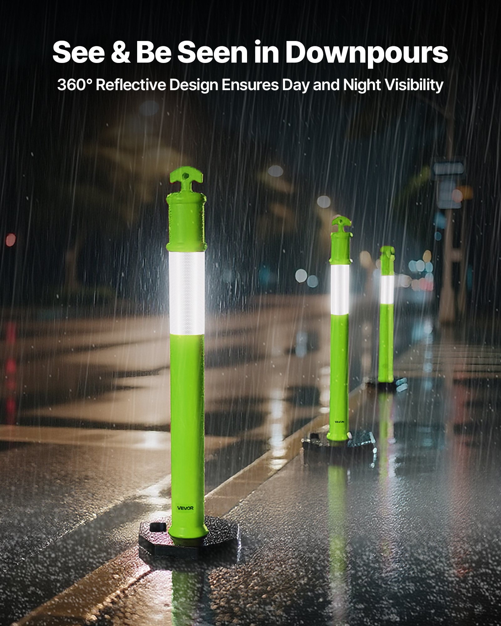 VEVOR 3 Pack Traffic Delineator Posts, 48 inches Traffic Safety Cones ...