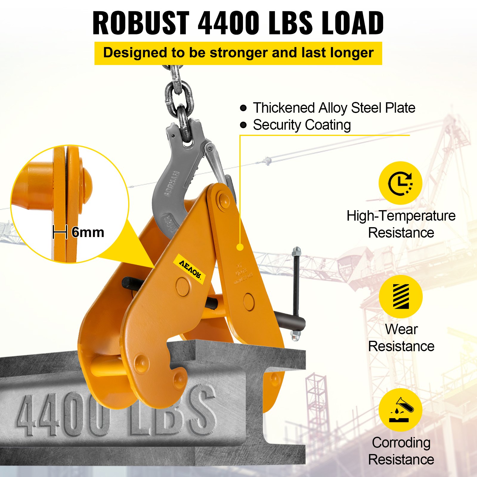 VEVOR Beam Clamp 4400lbs/2ton Capacity, I Beam Lifting Clamp 3inch ...