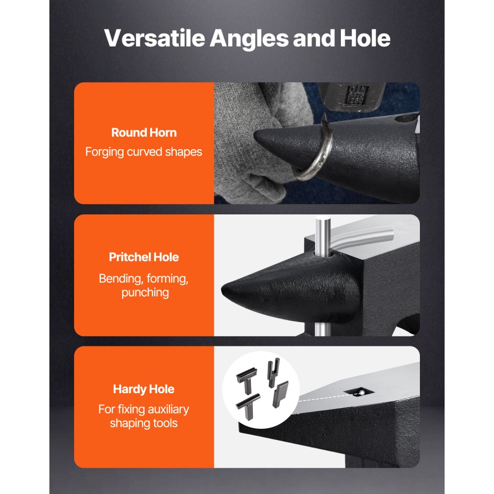 VEVOR Cast Steel Anvil, 132 Lbs(60kg) Single Horn Anvil with Large ...