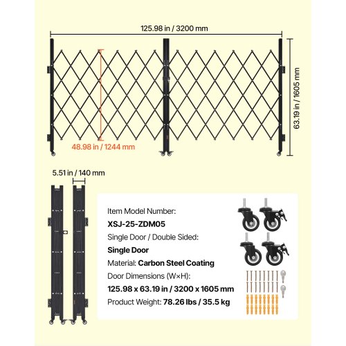 VEVOR Double Folding Security Gate, Lockable Scissor Gate with 360 ...