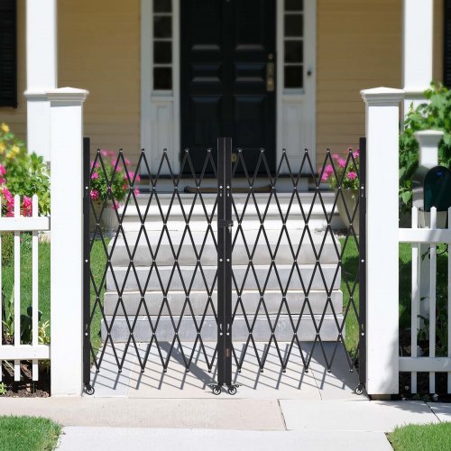 VEVOR Double Folding Security Gate, Lockable Scissor Gate with 360 ...