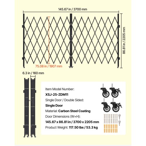 VEVOR Double Folding Security Gate, Lockable Scissor Gate with 360 ...