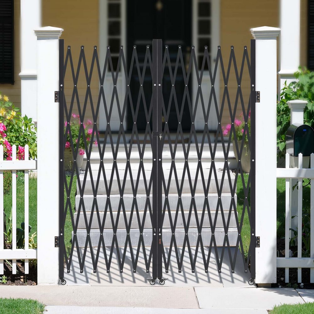 VEVOR Double Folding Security Gate, Lockable Scissor Gate with 360 ...