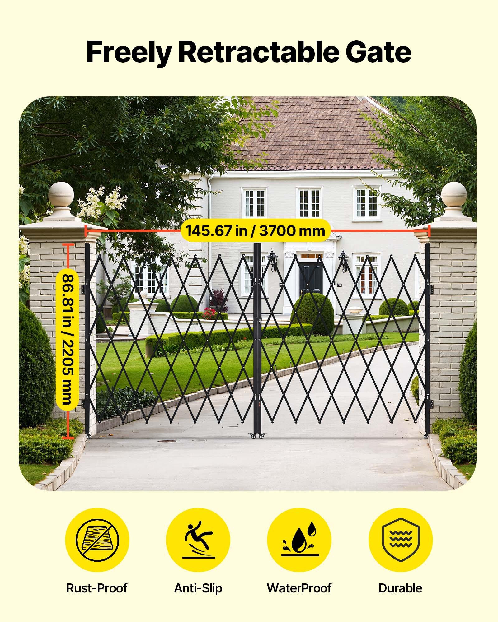 VEVOR Double Folding Security Gate, Lockable Scissor Gate with 360 ...
