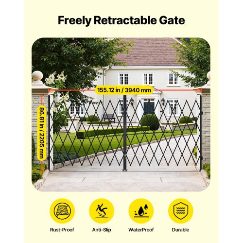 VEVOR Double Folding Security Gate, Lockable Scissor Gate with 360 ...