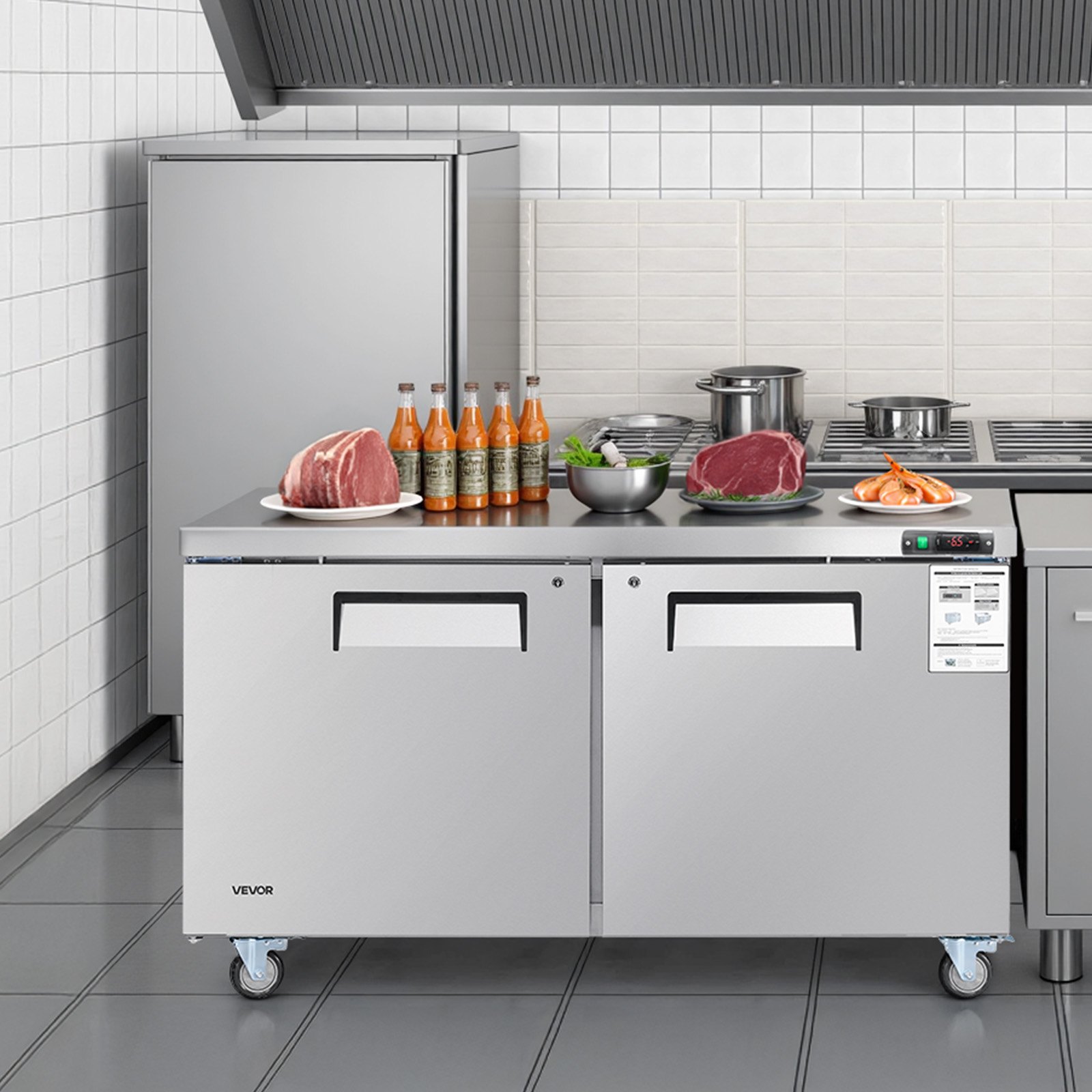 VEVOR Under Worktop Fridge and Freezer – 14.8 Cu.Ft, 2 Doors