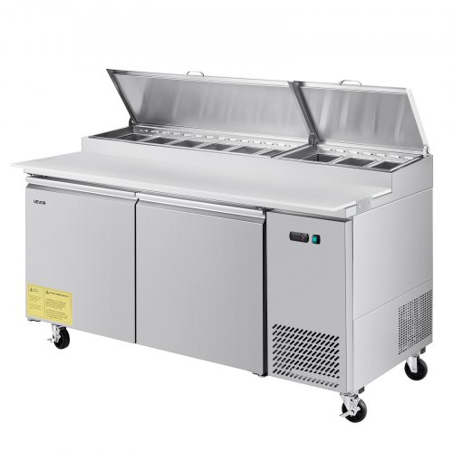 Commercial Refrigerated Pizza Prep Table Stainless Steel Fridge Double ...