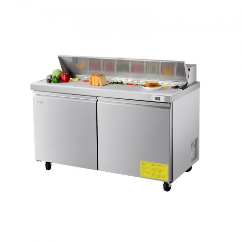 Commercial Sandwich Prep Table Refrigerator Double Door Stainless Steel ...